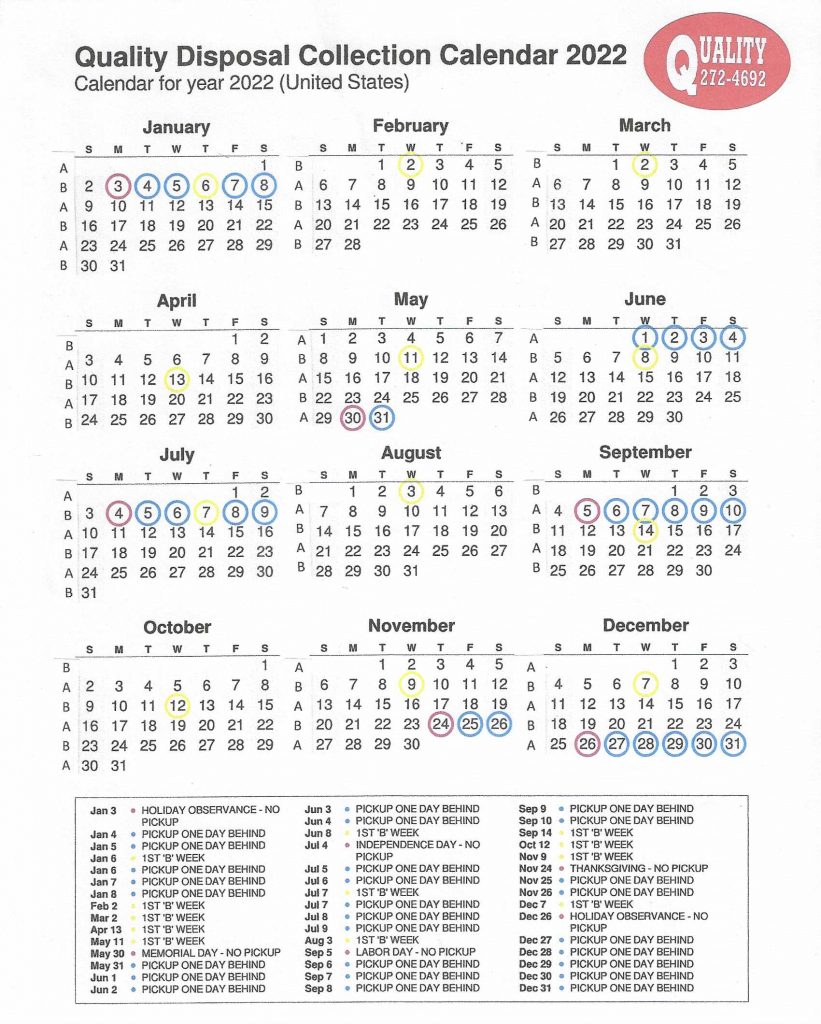 Collection Days | Trash Hauler, Garbage Pick Up in Kanabec, Isanti ...